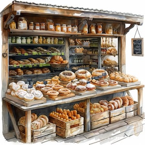 Watercolor French Bakery Clipart | 10 High Quality Jpgs | Instant ...