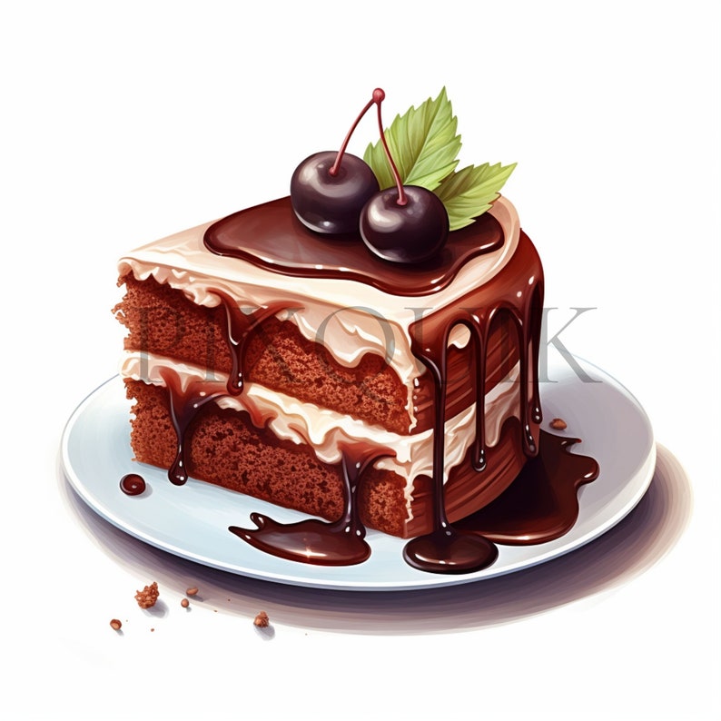 Slice of Chocolate Cakes Clipart | 10 High Quality Jpg's | Digital ...