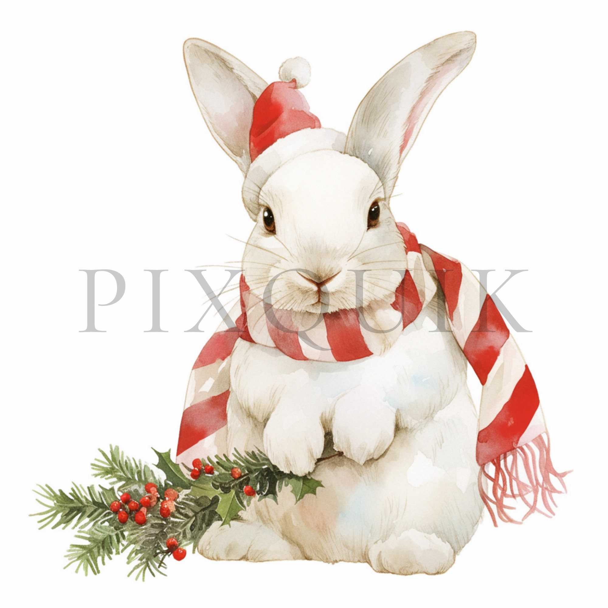 Holiday Bunny Clipart | Christmas Rabbit Jpgs (digital Download) - Etsy