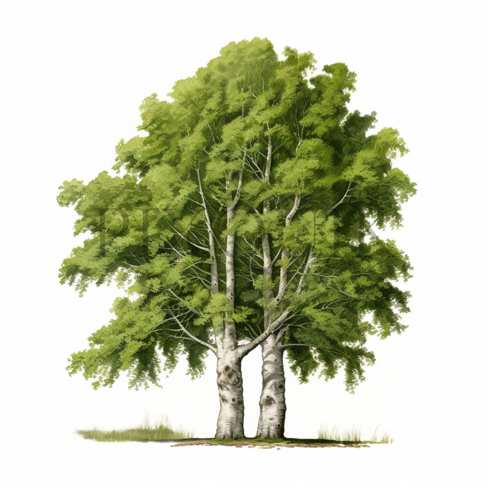 Poplar Tree Illustration | High-quality JPG Clipart (digital Download ...
