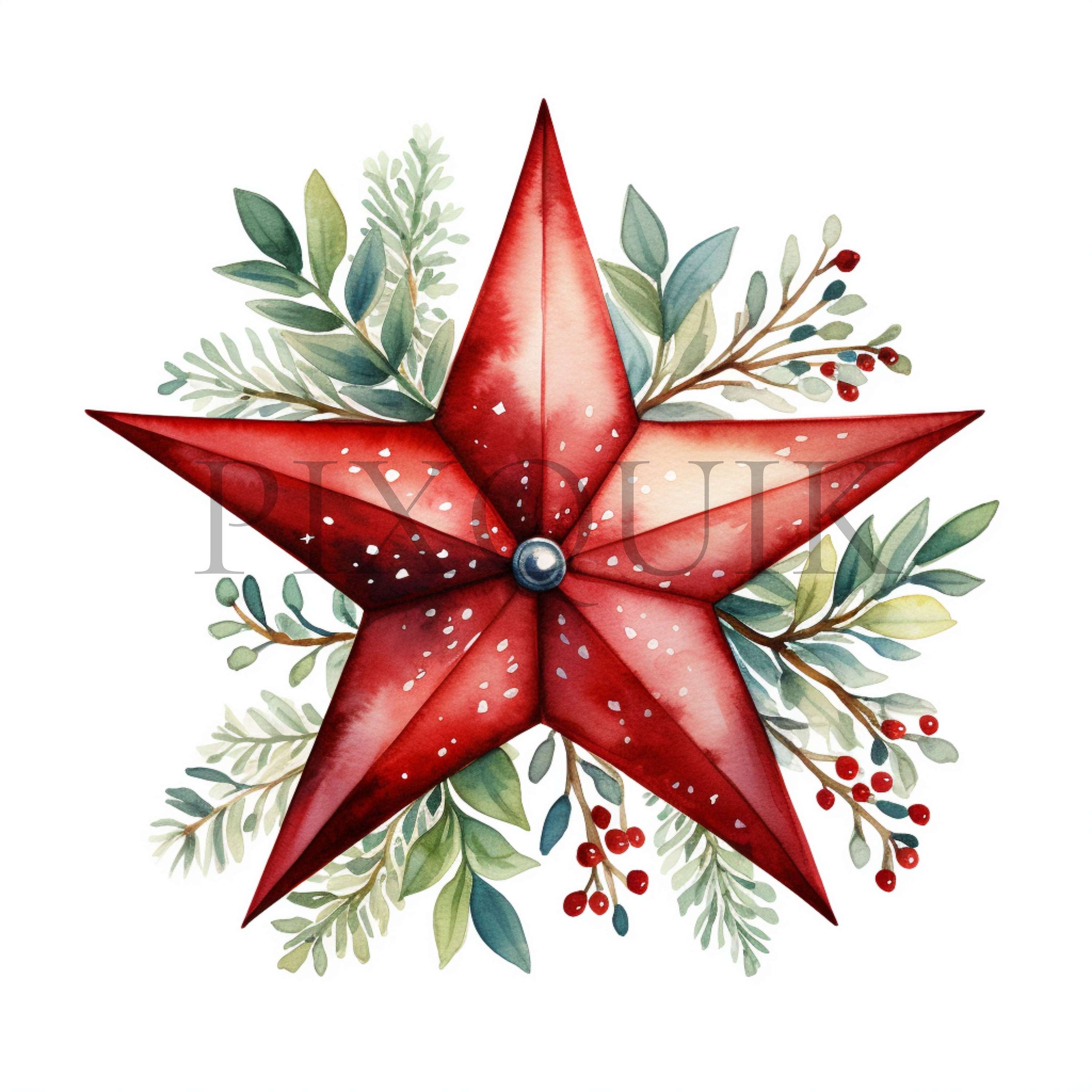 Christmas Star Clipart 10 High Quality Jpg's Digital Download Holiday ...