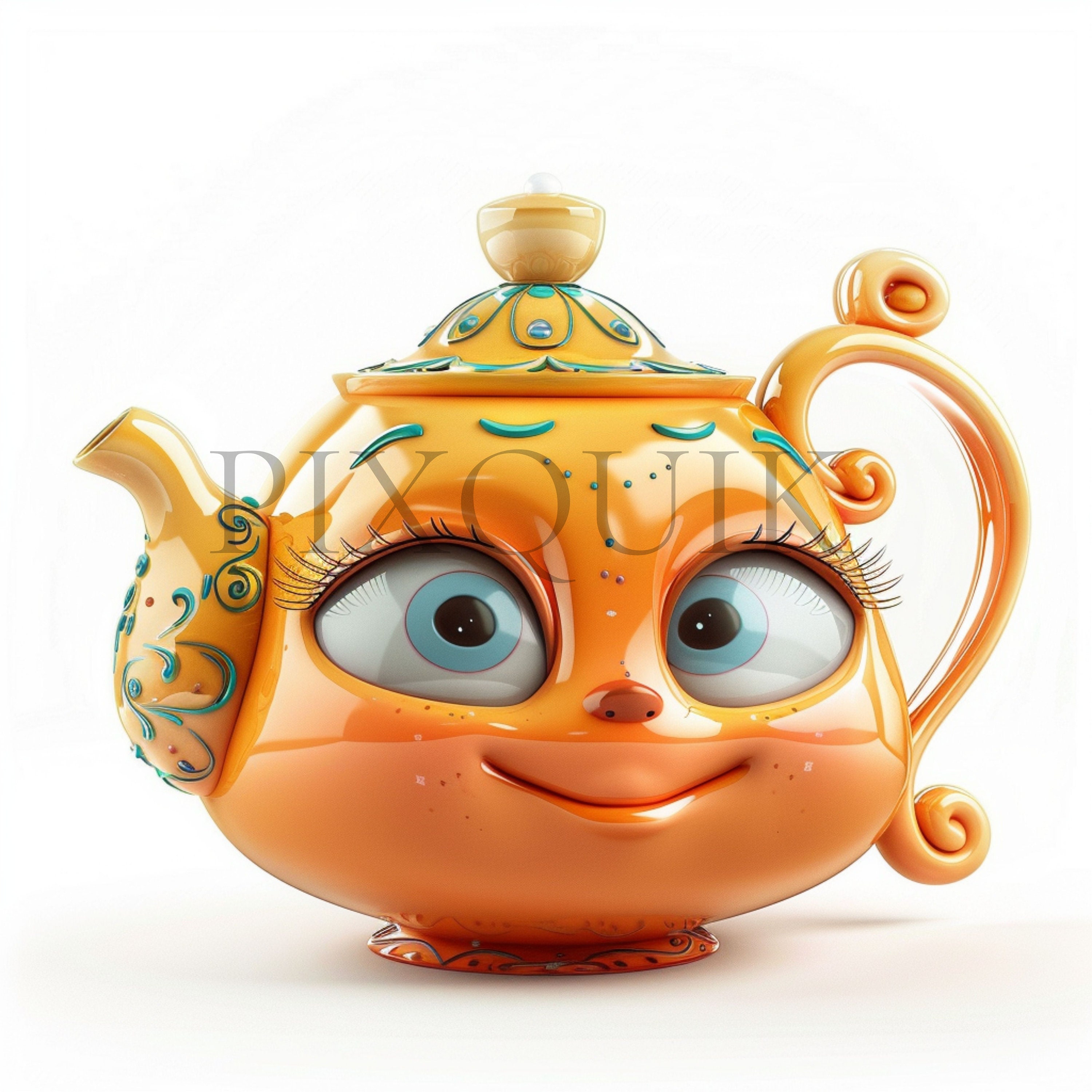 Watercolor Cute Teapot Clipart 10 High Quality Jpg's Teapot Clipart 2D ...