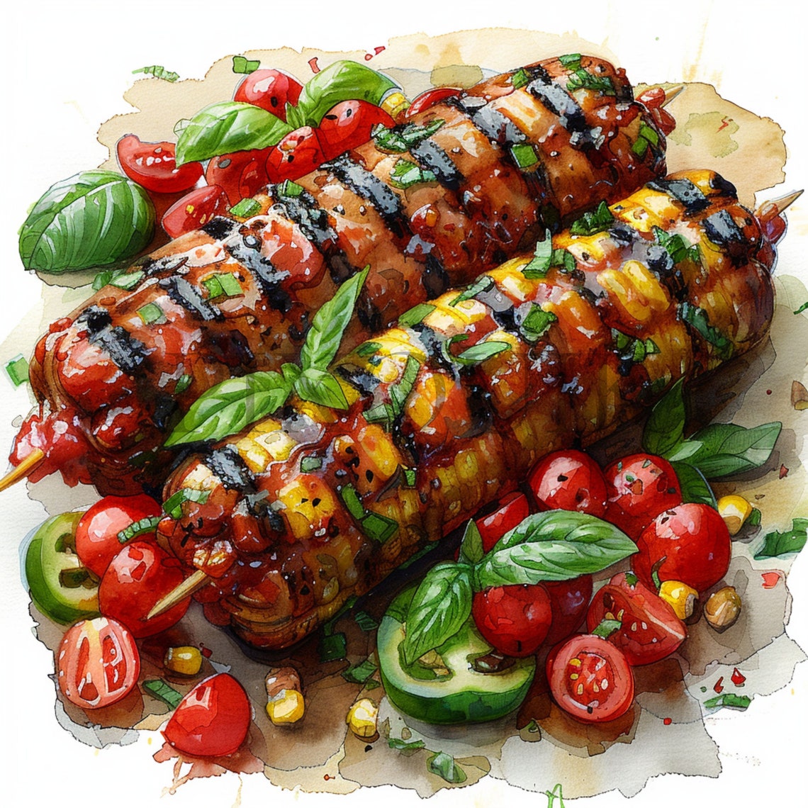 Watercolor Corn Dog Clipart 10 High-quality Jpgs Corndog Clipart Set ...