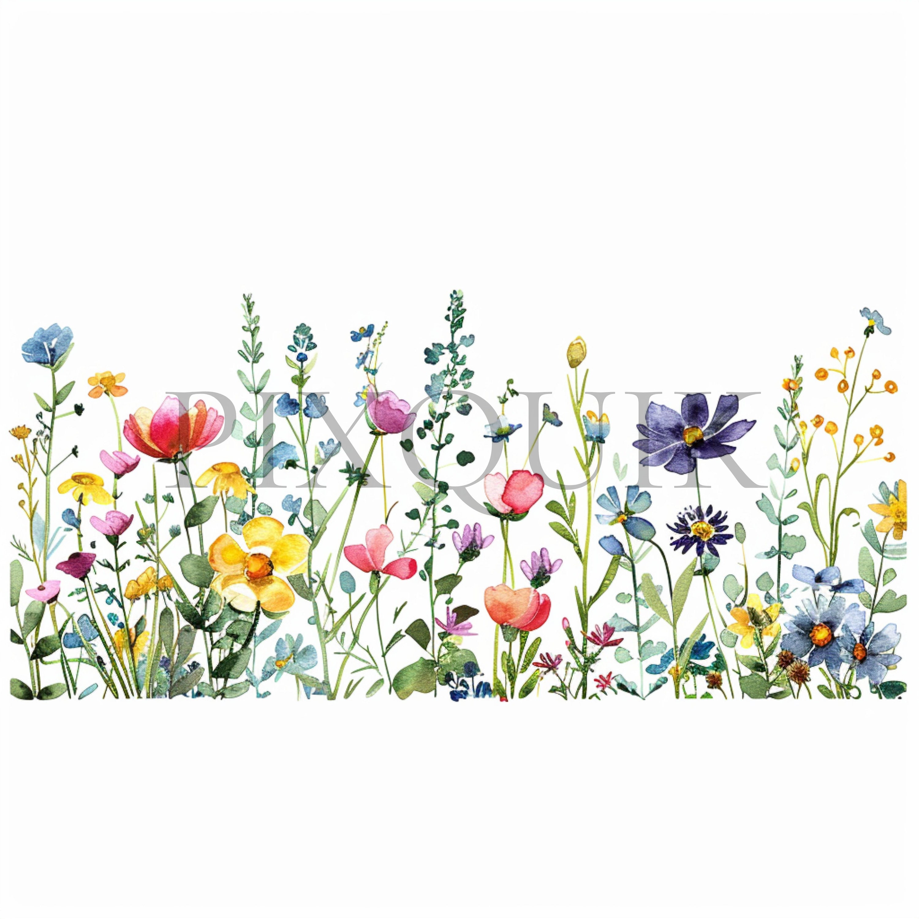 Wildflower Border Clipart | High-resolution Floral Jpgs (digital ...