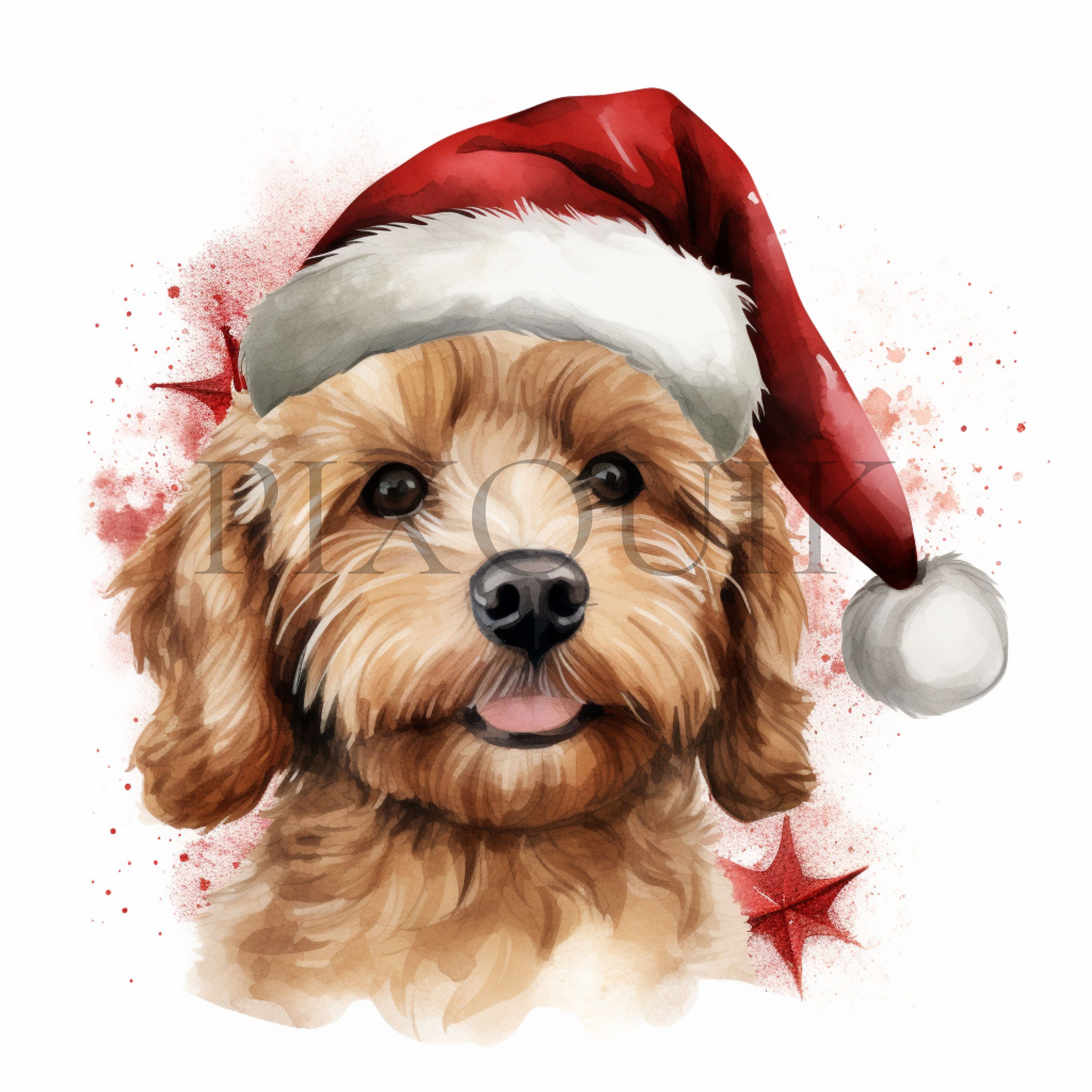 Watercolor Holiday Dog Clipart 10 High Quality Jpgs Christmas Dog Dog ...