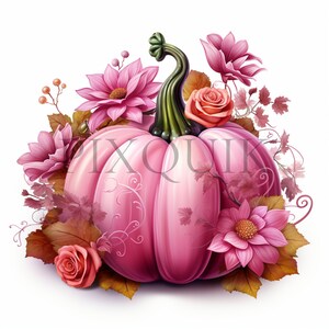 Pink Pumpkin Clipart | Floral Autumn Vector (digital Download) - Etsy