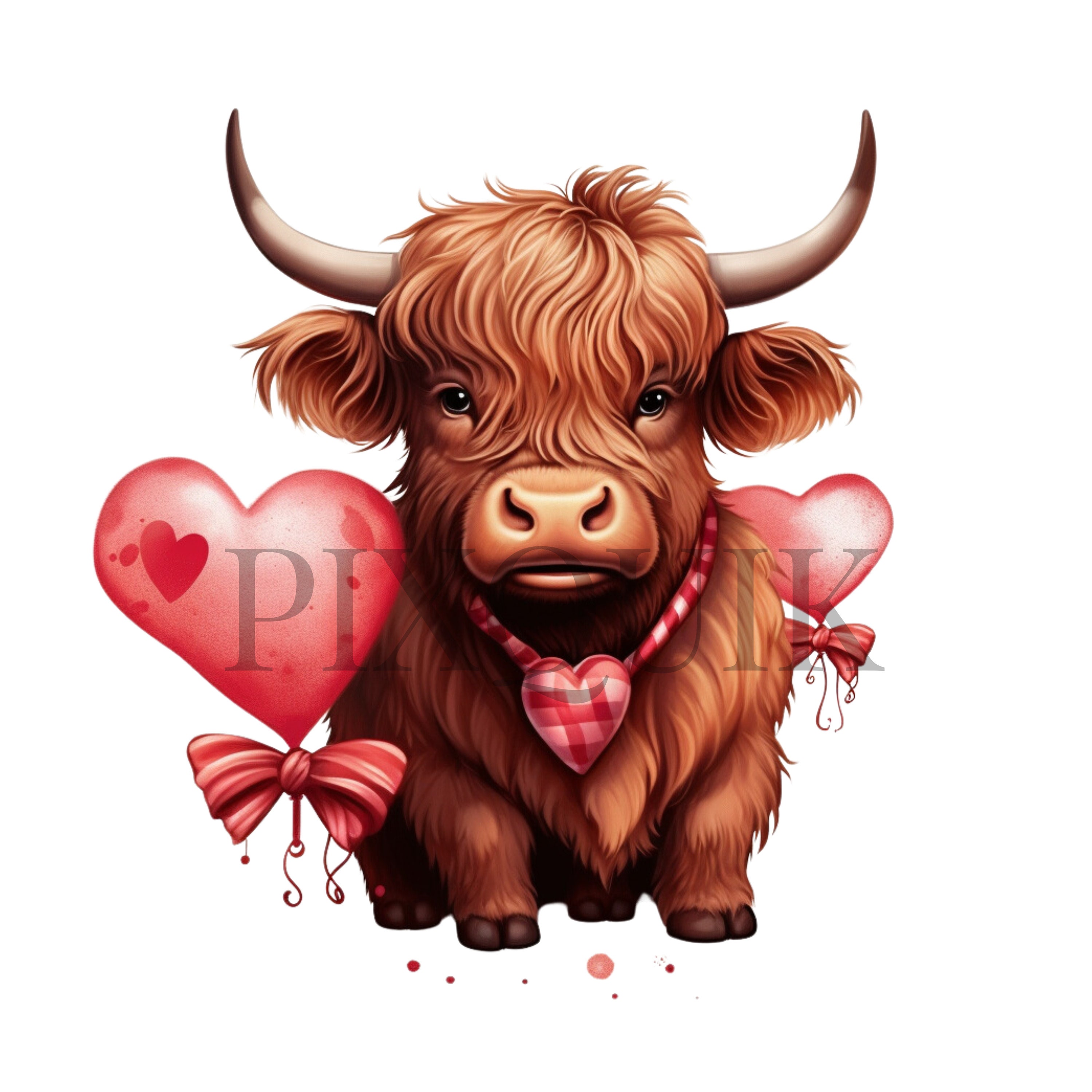 Valentines Highland Cow Clipart Bundle Scottish Highland Cow Set of 10 ...