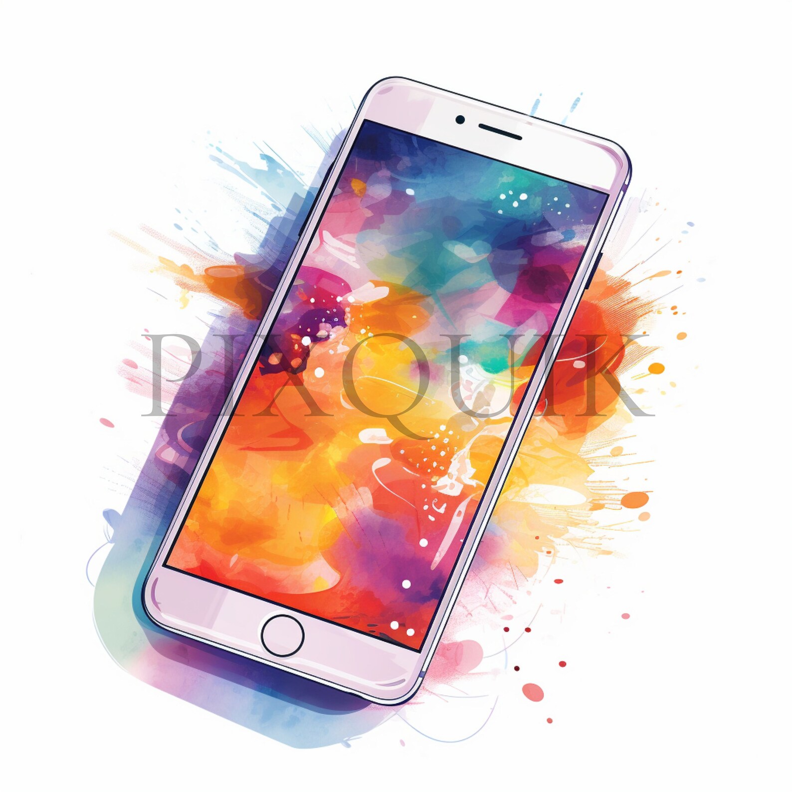 Watercolor Smartphone Clipart Set 10 High Quality Jpgs Digital Download ...
