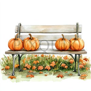 Autumn Bench Clipart | 10 High Quality Jpg's | Cozy Fall Bench ...
