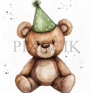 Teddy Bear With Party Hat Clipart 10 Jpg's Files and PNG Card Making ...