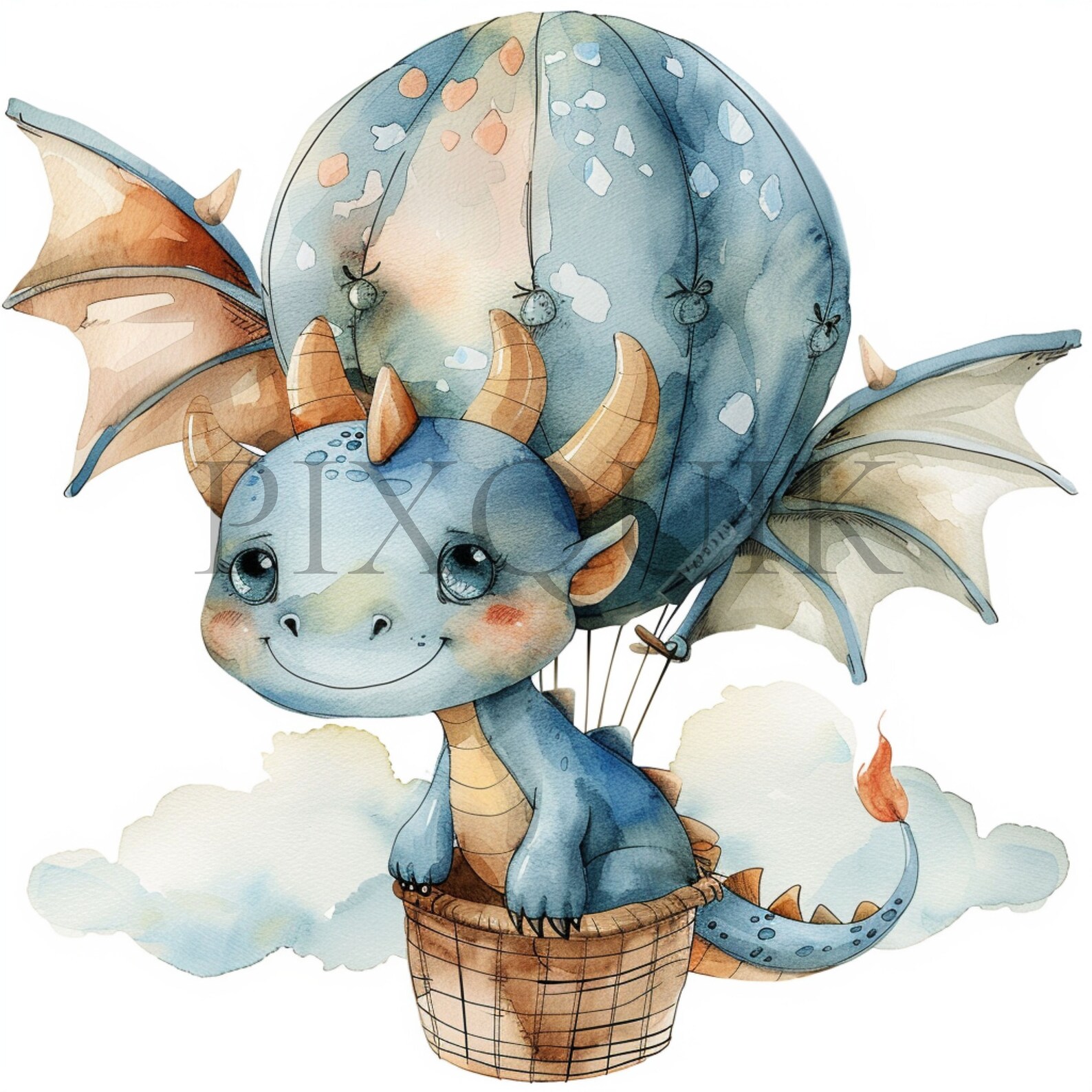 Hot Air Balloon Dragon Clipart Set 10 High Quality Jpgs Magical Dragon ...
