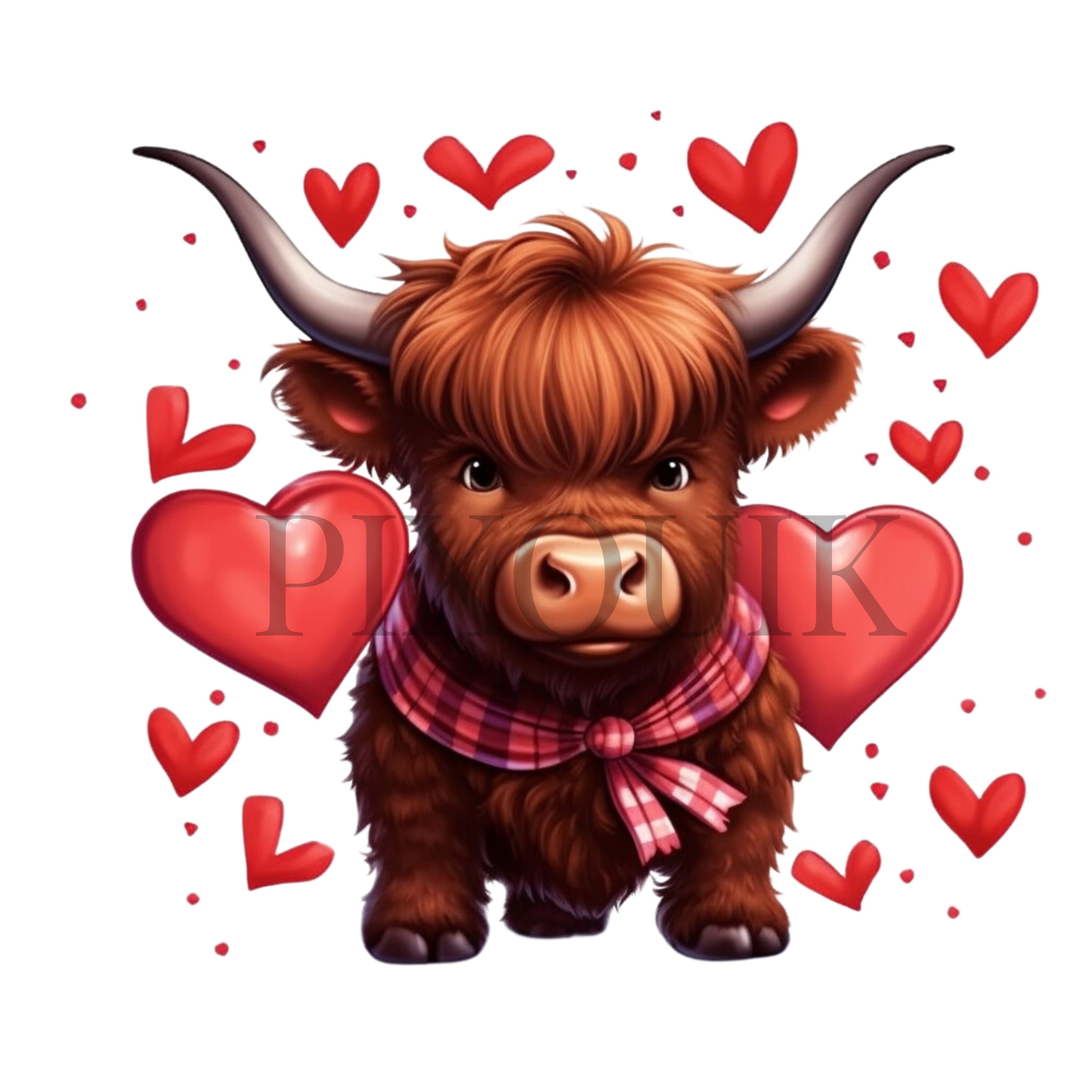 Valentines Highland Cow Clipart Bundle Scottish Highland Cow Set of 10 ...