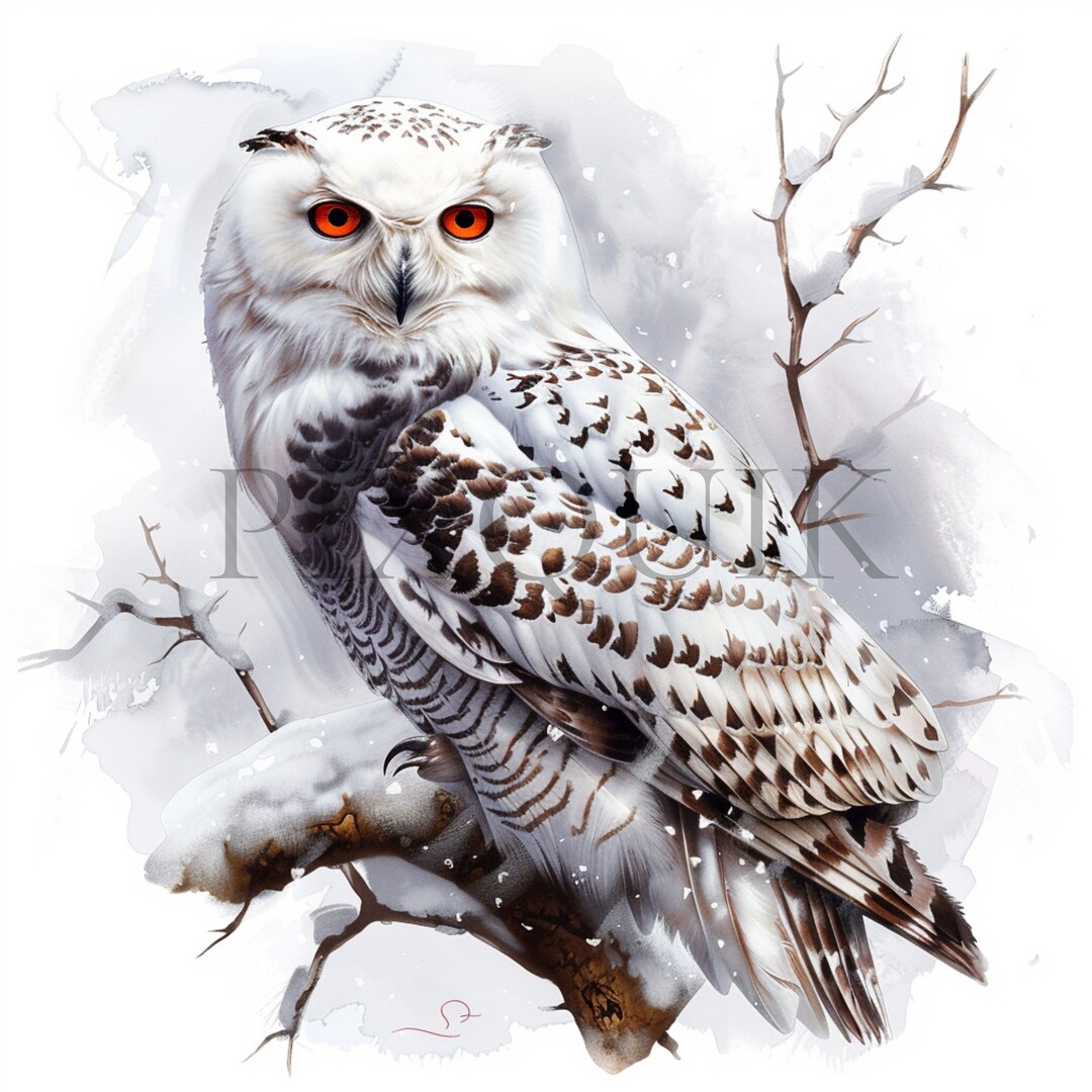 Watercolor Snow Owl Clipart | 10 High Quality Jpgs | Owl Clipart | Cute ...