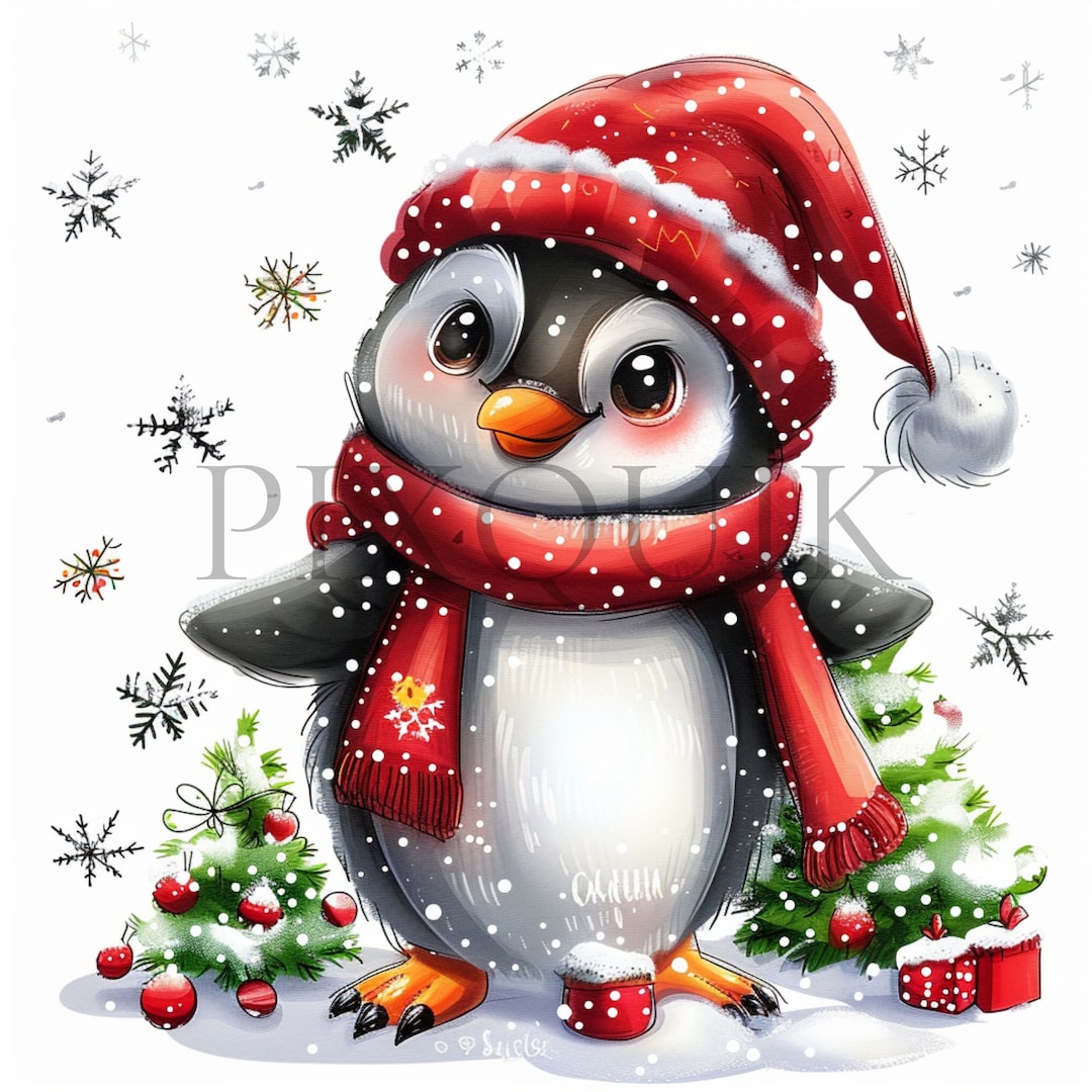 Winter Penguin Clipart: Holiday Scrapbooking, Card Making (digital ...