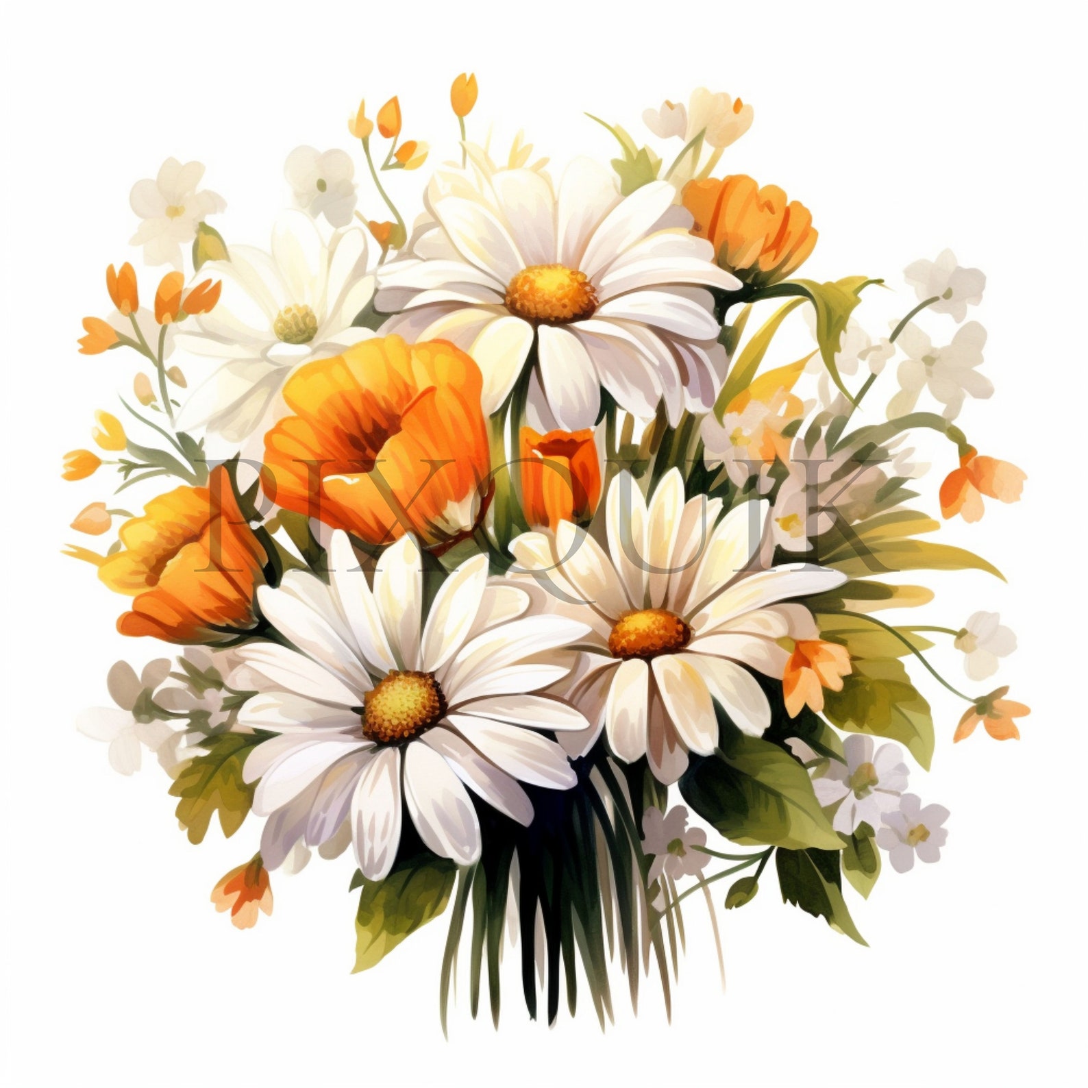 Bouquet of Daisies Clipart Set 10 High Quality Jpgs Daisy Flower Art ...