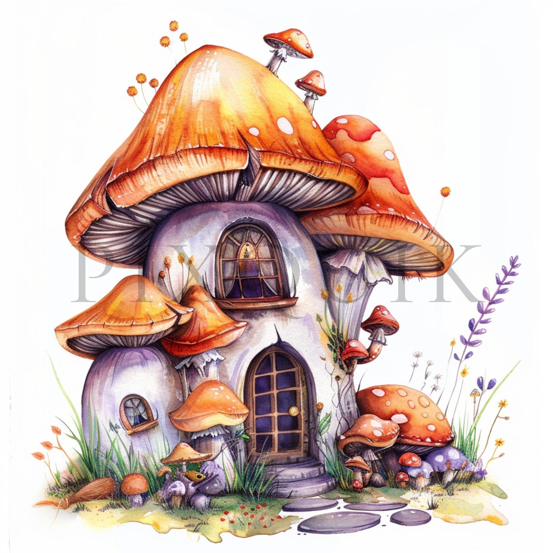 Mushroom House Clipart 10 High Quality Jpgs Digital Download Mushroom ...