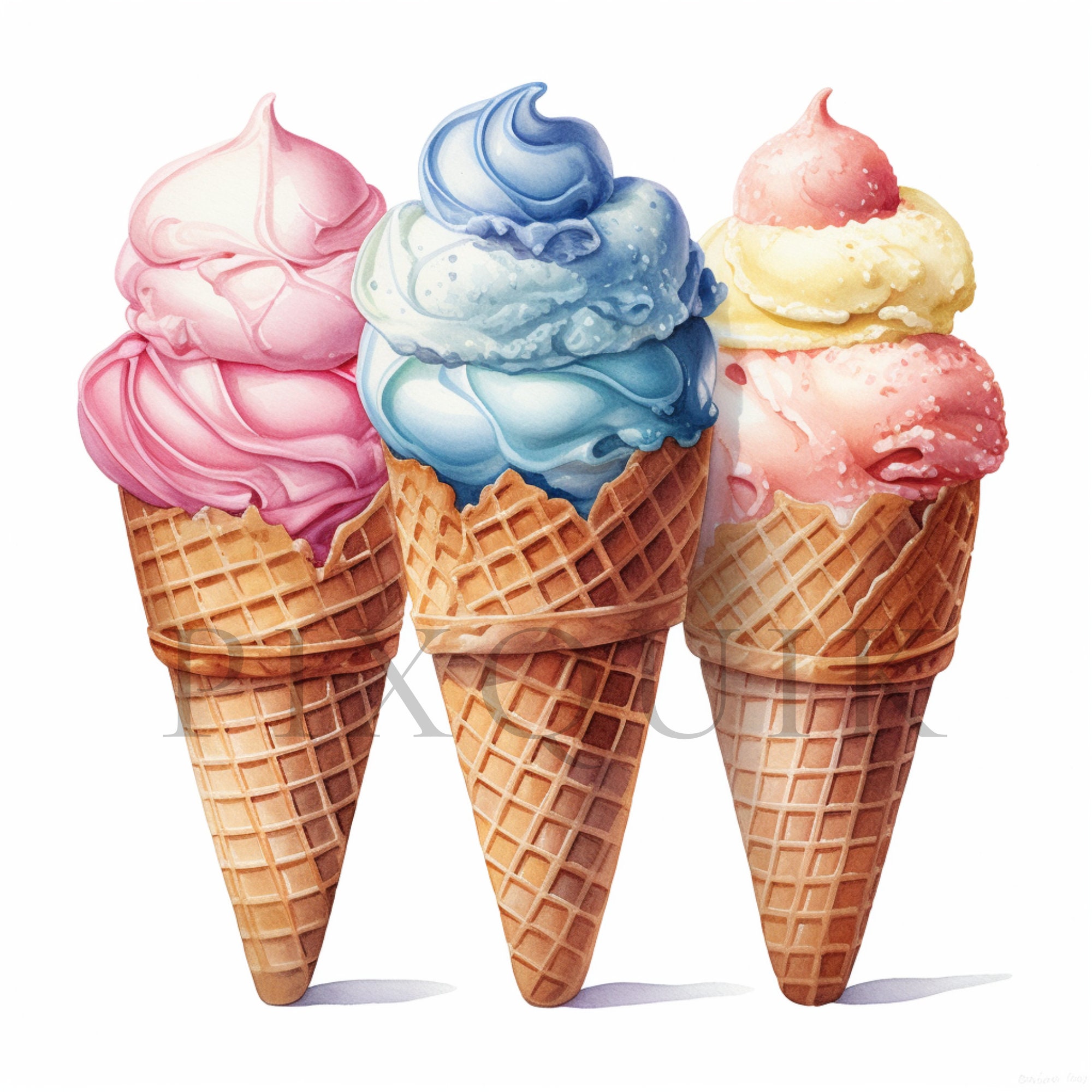 Watercolor Ice Cream Clipart | 10 High Quality Jpgs | Digital Download ...