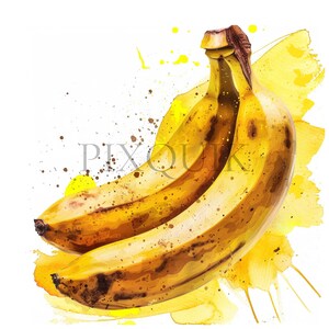 Watercolor Banana Clipart | Tropical Fruit Illustration (instant ...