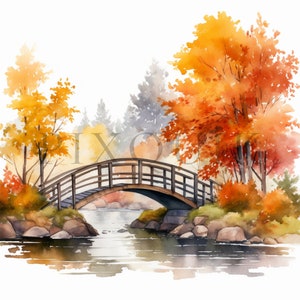 Autumn Scene Clipart | 10 High Quality Jpgs | Digital Download | Fall ...
