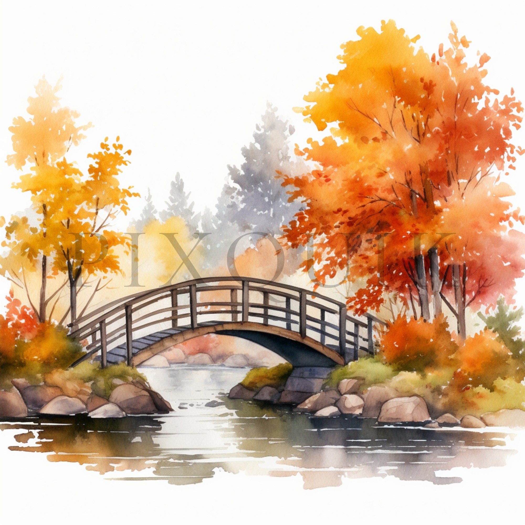Autumn Scene Clipart 10 High Quality Jpgs Digital Download Fall Scenes ...