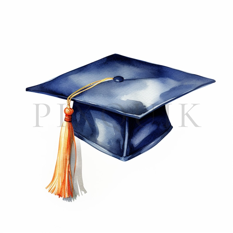 Watercolor Graduation Cap Clipart - 10 High Quality Jpgs | Digital ...