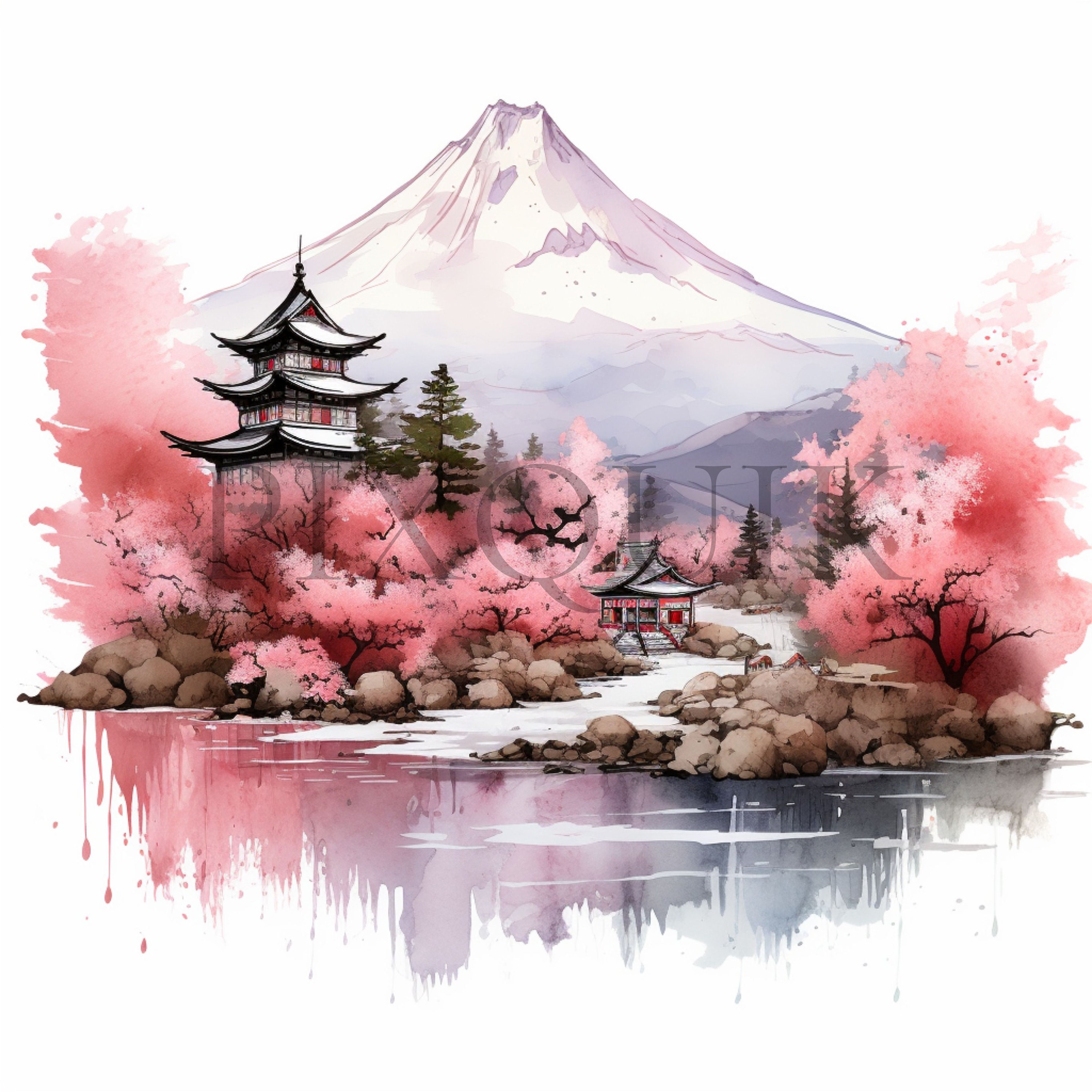 Japanese Landscape Clipart 10 High Quality Jpgs Printable Scenic ...