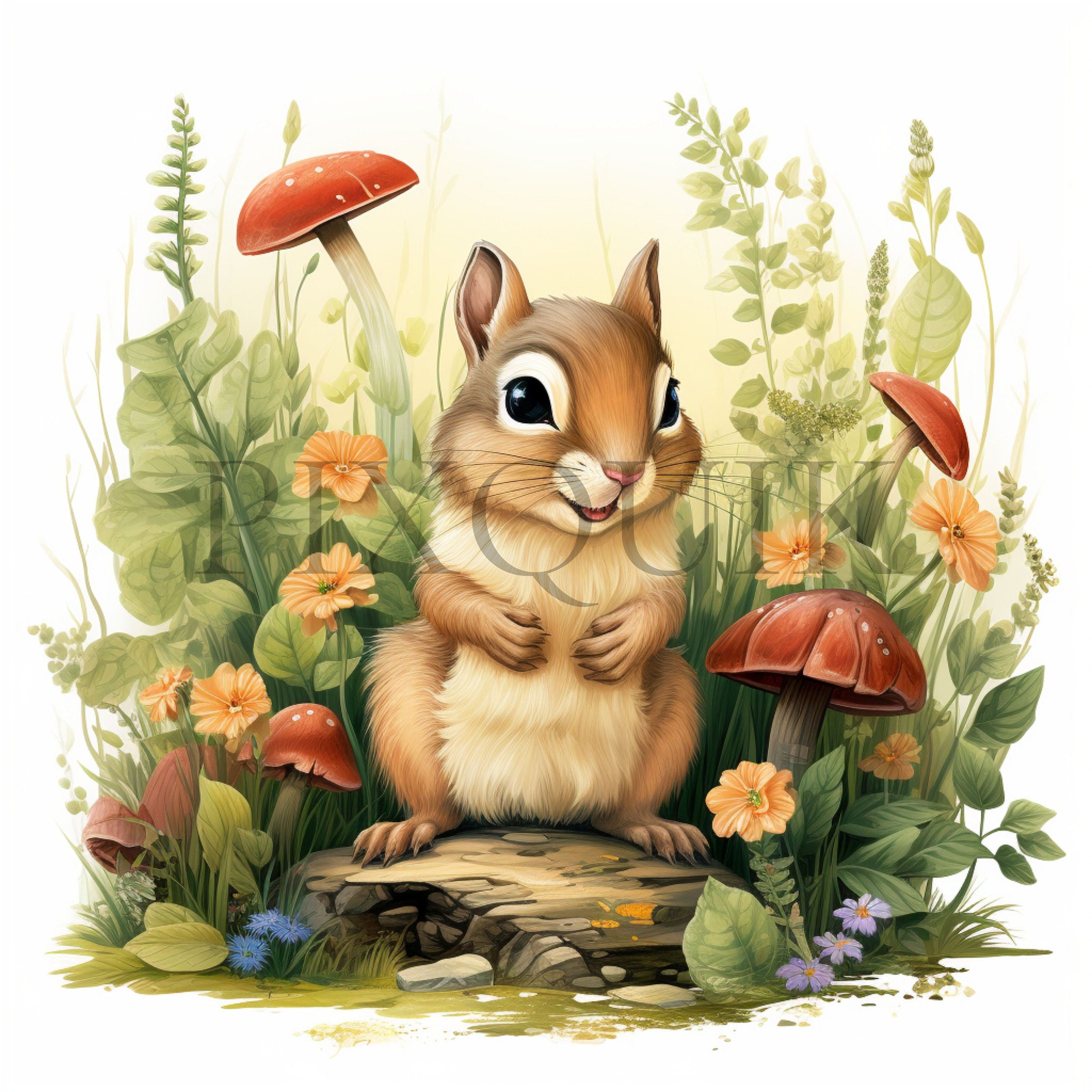 Cute Chipmunk Clipart | High-quality Forest Animal Illustration ...