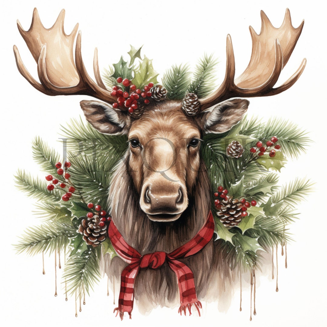 Holiday Moose Clipart 10 High Quality Jpgs Digital Download Festive ...