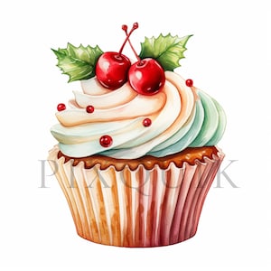 Holiday Cupcake Clipart 10 High Quality Jpgs Digital Download Card ...