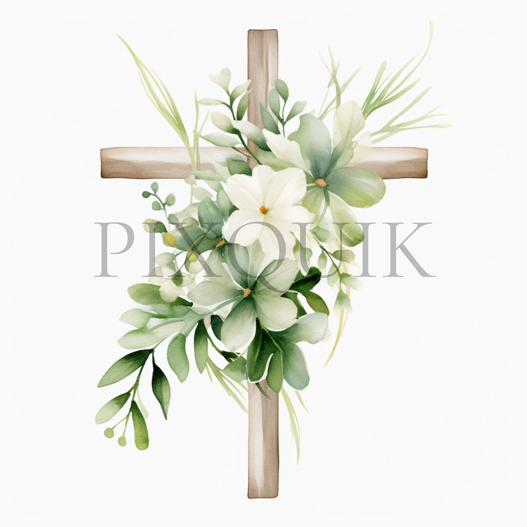 Easter Christian Crucifix Clipart | 10 High Quality Jpgs | Watercolor ...