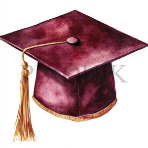 Maroon Graduation Cap Clipart - 10 High Quality Jpgs | Digital Download ...