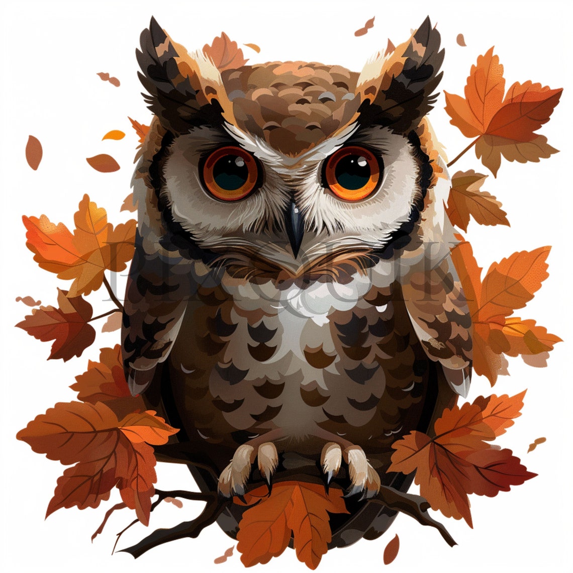 Autumn Owl Clipart | Fall Bird JPG Graphics (digital Download) - Etsy