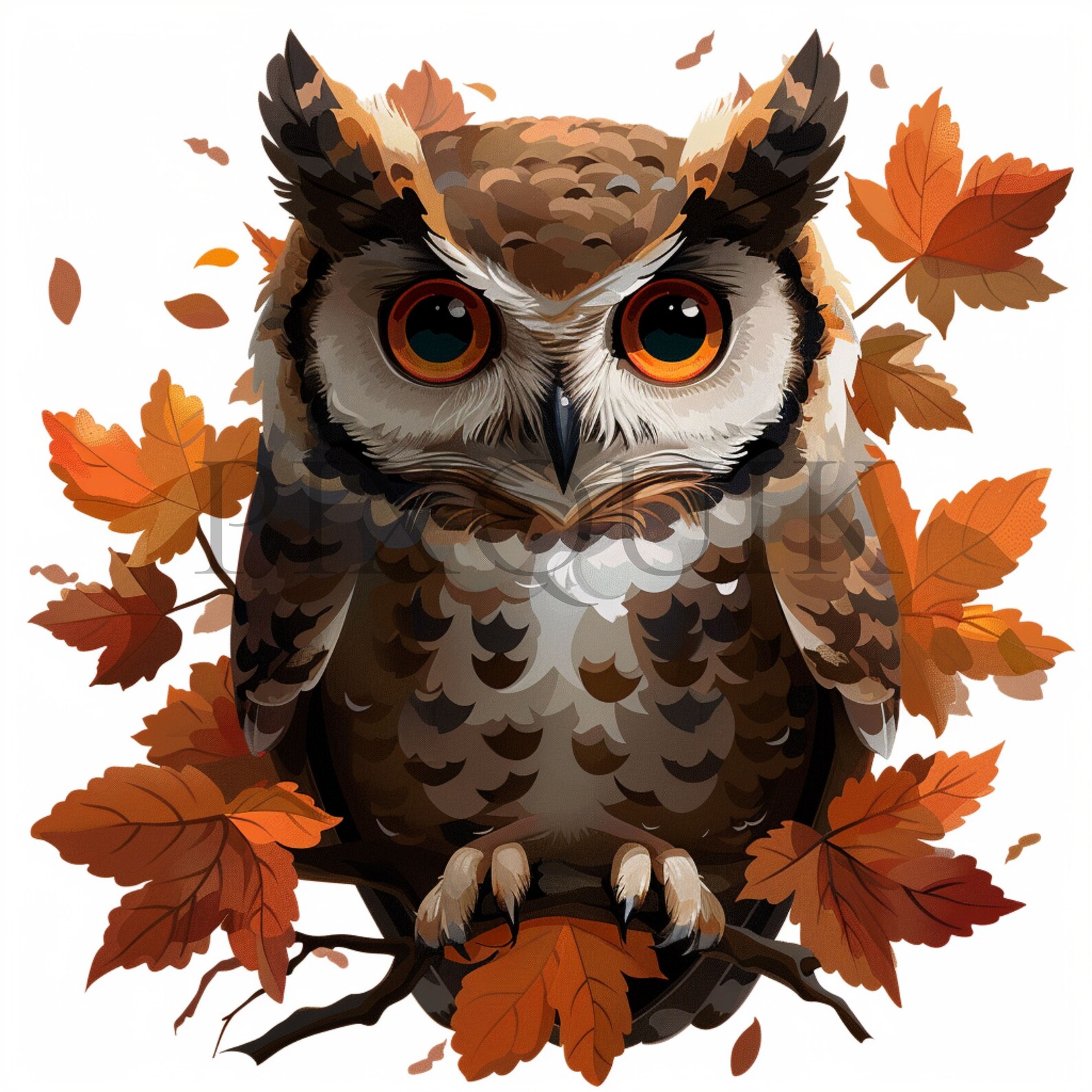 Autumn Owl Clipart | Fall Bird JPG Graphics (digital Download) - Etsy