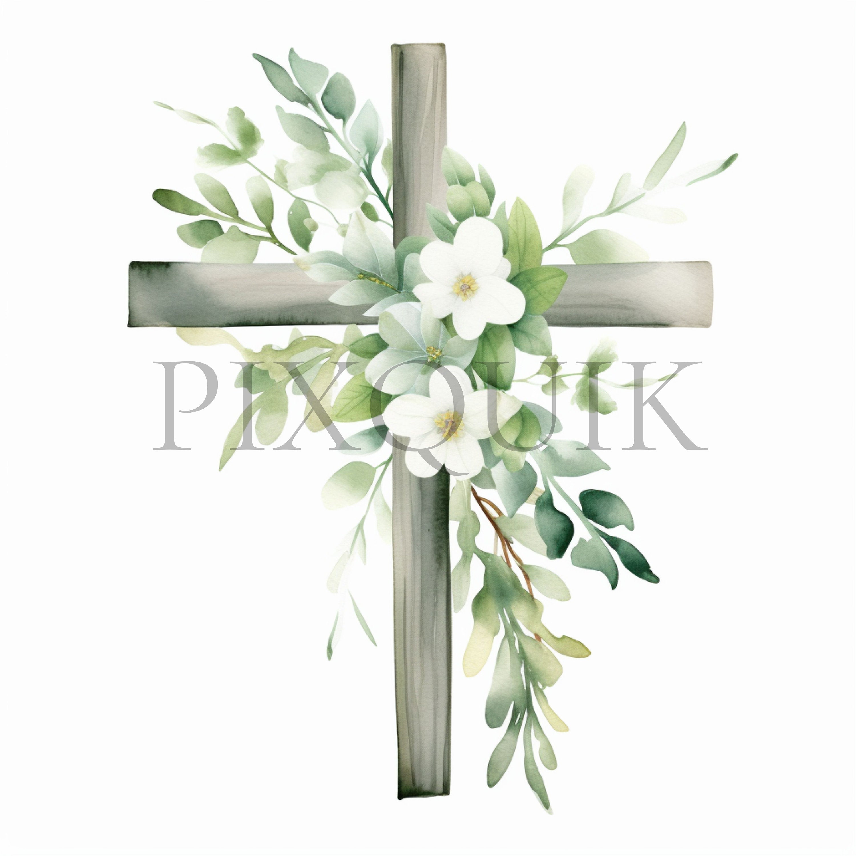 Easter Christian Crucifix Clipart 10 High Quality Jpgs Watercolor Cross ...