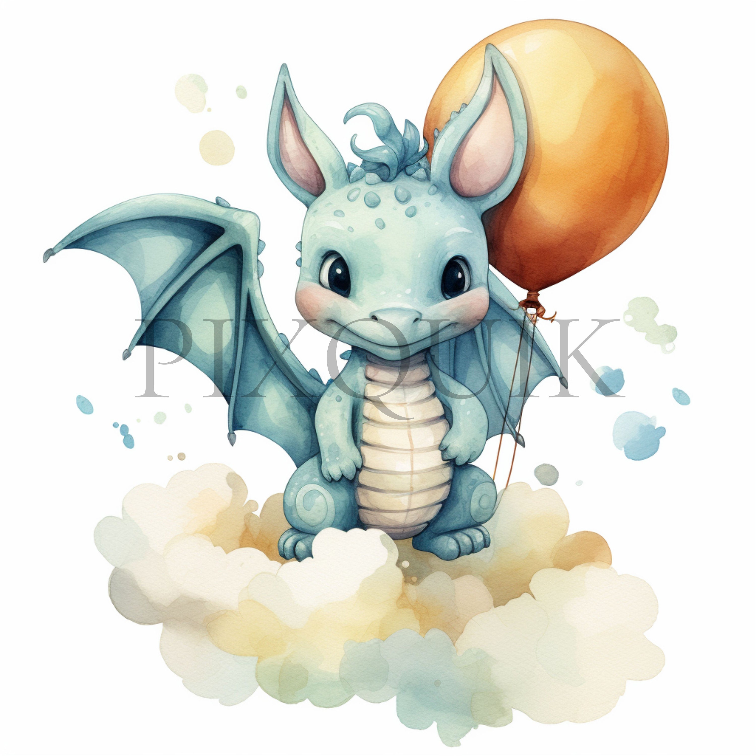 Hot Air Balloon Dragon Clipart Set 10 High Quality Jpgs Magical Dragon ...