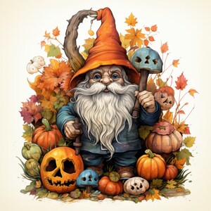 Watercolor Halloween Gnome Clipart | 10 High Quality Jpgs | Instant ...