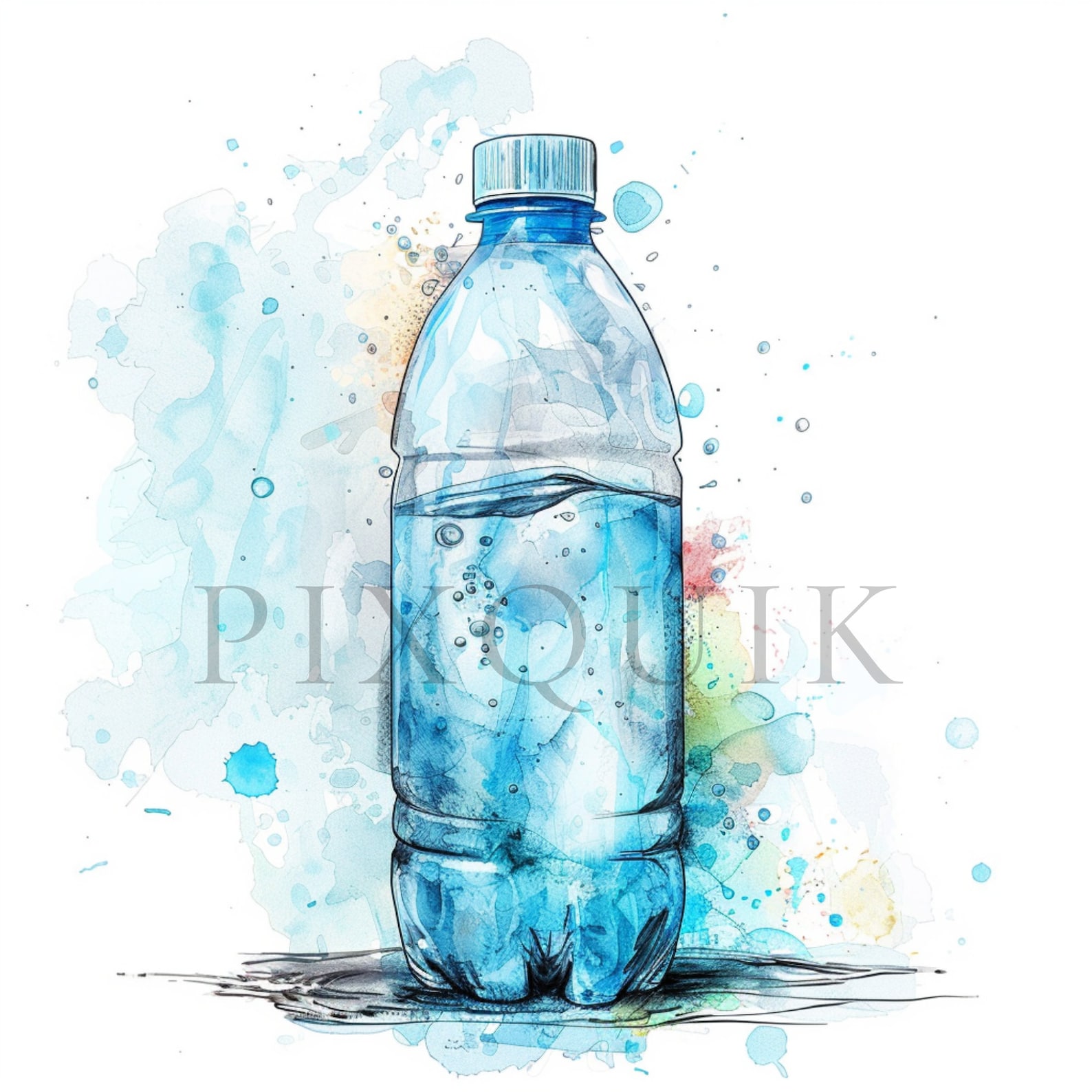 Watercolor Water Bottle Clipart 10 High Quality Jpgs Instant Digital ...