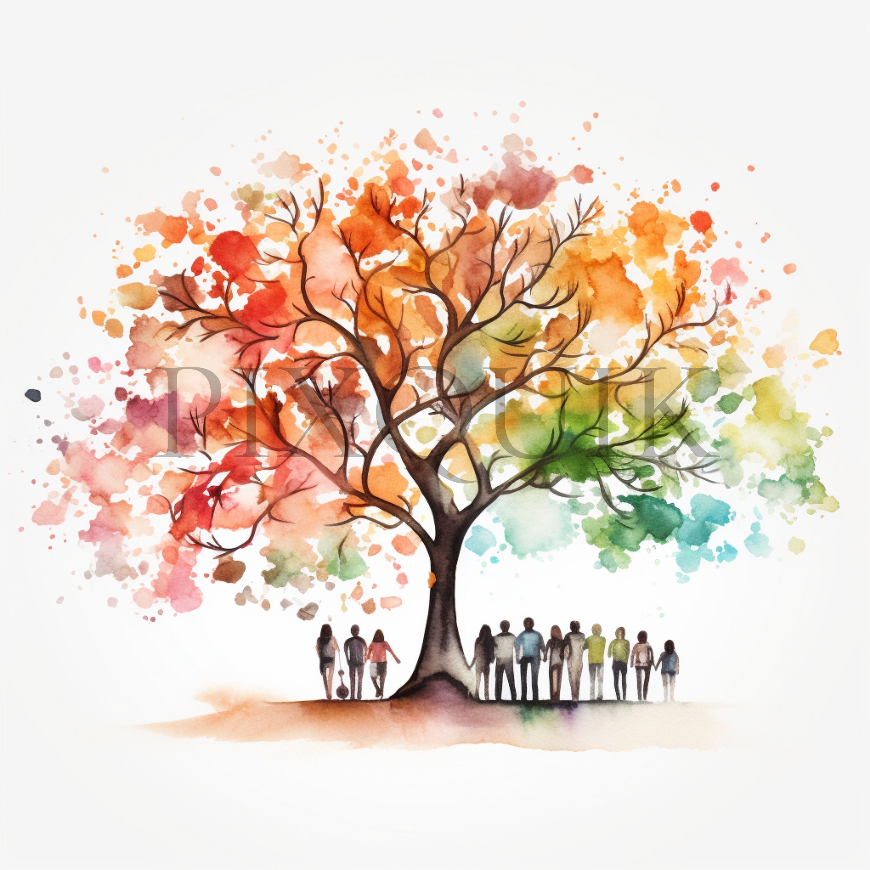 Watercolor Family Tree Clipart Set 10 High Quality Jpgs Digital ...