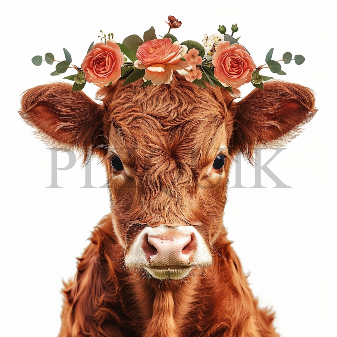 Floral Baby Cow Clipart | 10 High Quality Jpg's | Digital Download ...