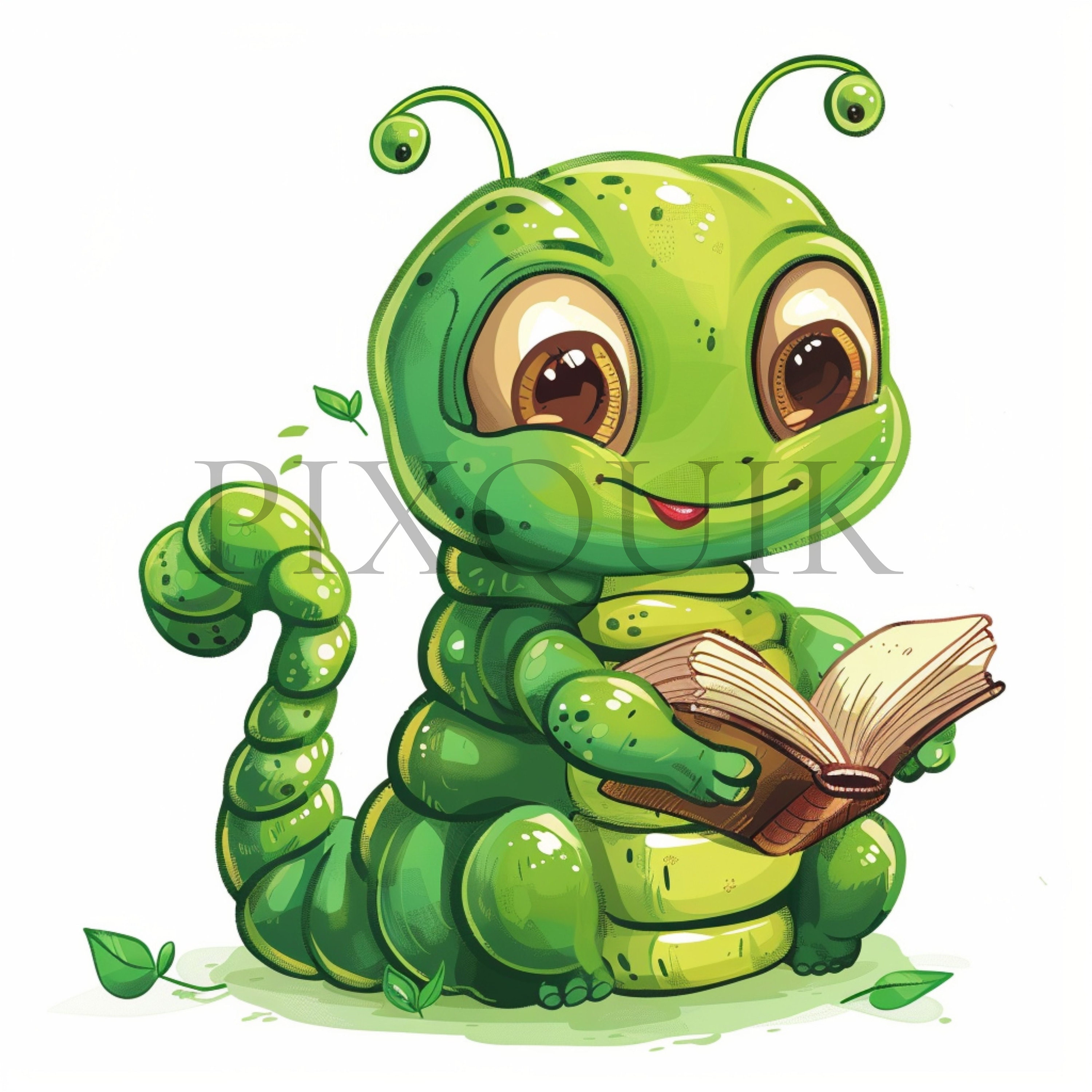 Cute Worm Watercolor Clipart 10 High Quality Jpgs Bookworm Clipart Book ...