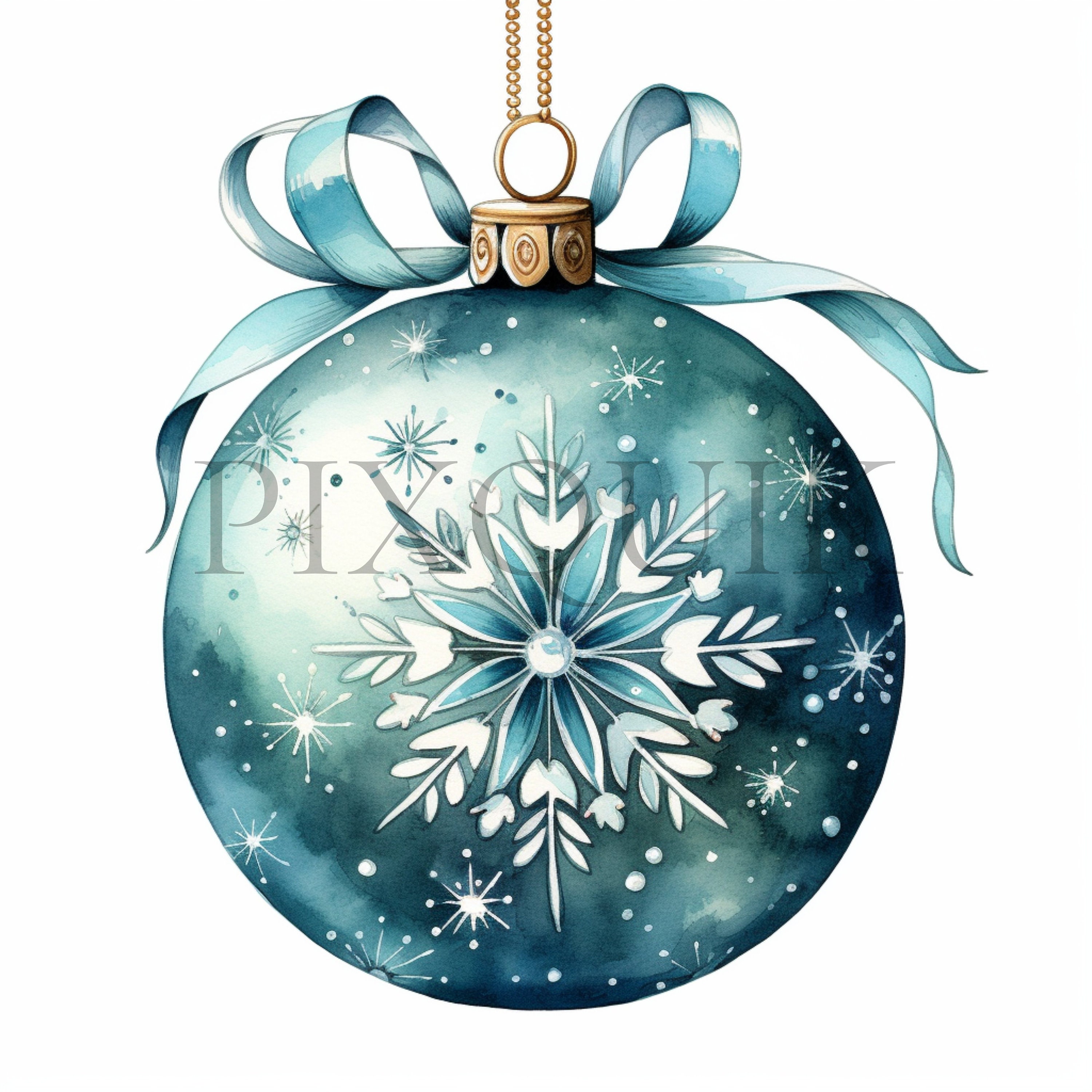 Watercolor Christmas Ornament Clipart | Holiday Ball JPG (digital ...