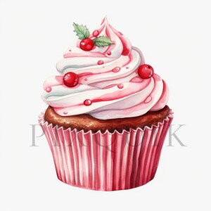 Holiday Cupcake Clipart 10 High Quality Jpgs Digital Download Card ...