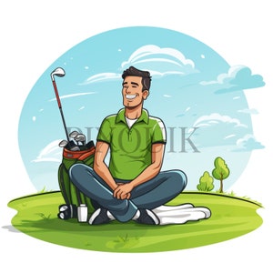 Watercolor Golf Player Clipart – Sport Illustrations, Commercial Use ...