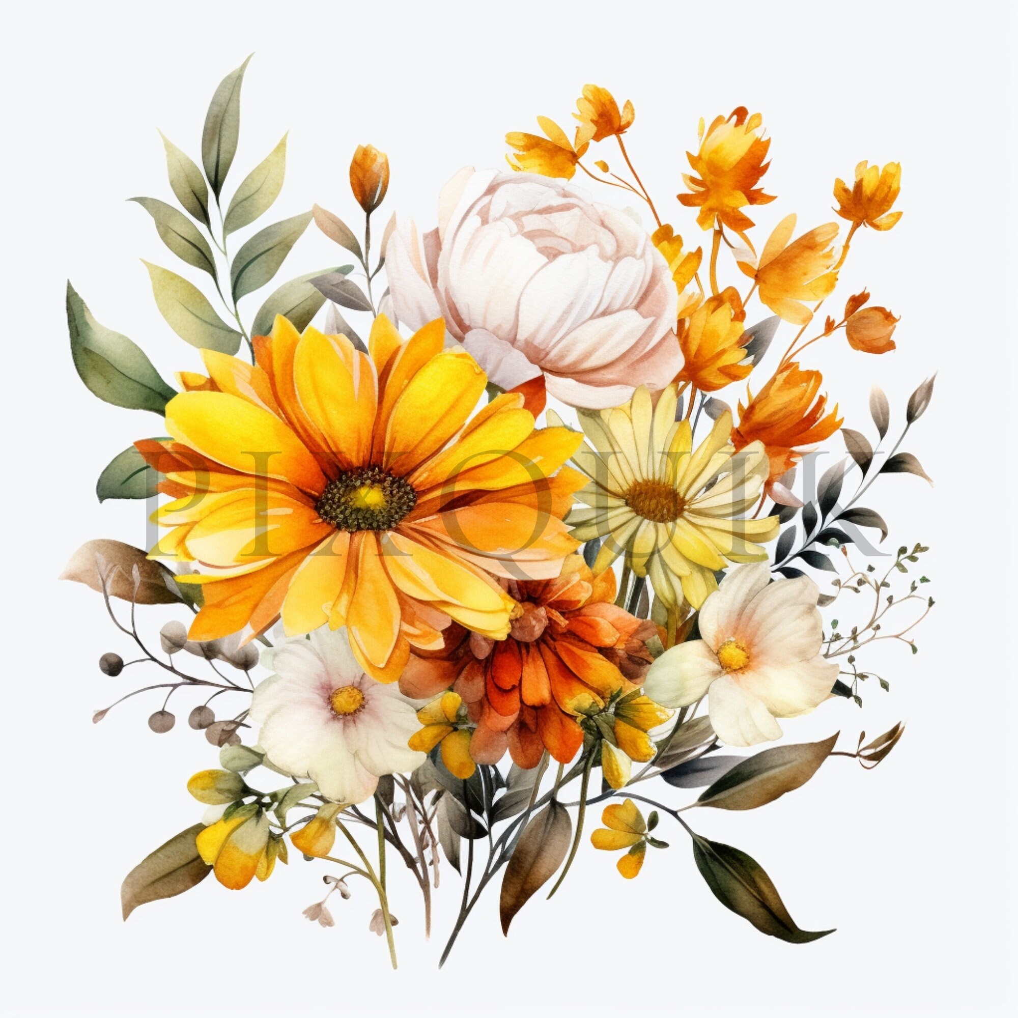 Autumn Flowers Clipart 10 High Quality Jpgs Digital Download Autumn ...
