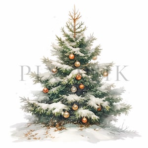 Watercolor Holiday Tree Clipart | 10 High Quality Jpg's | Digital ...