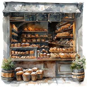 Watercolor French Bakery Clipart | 10 High Quality Jpgs | Instant ...
