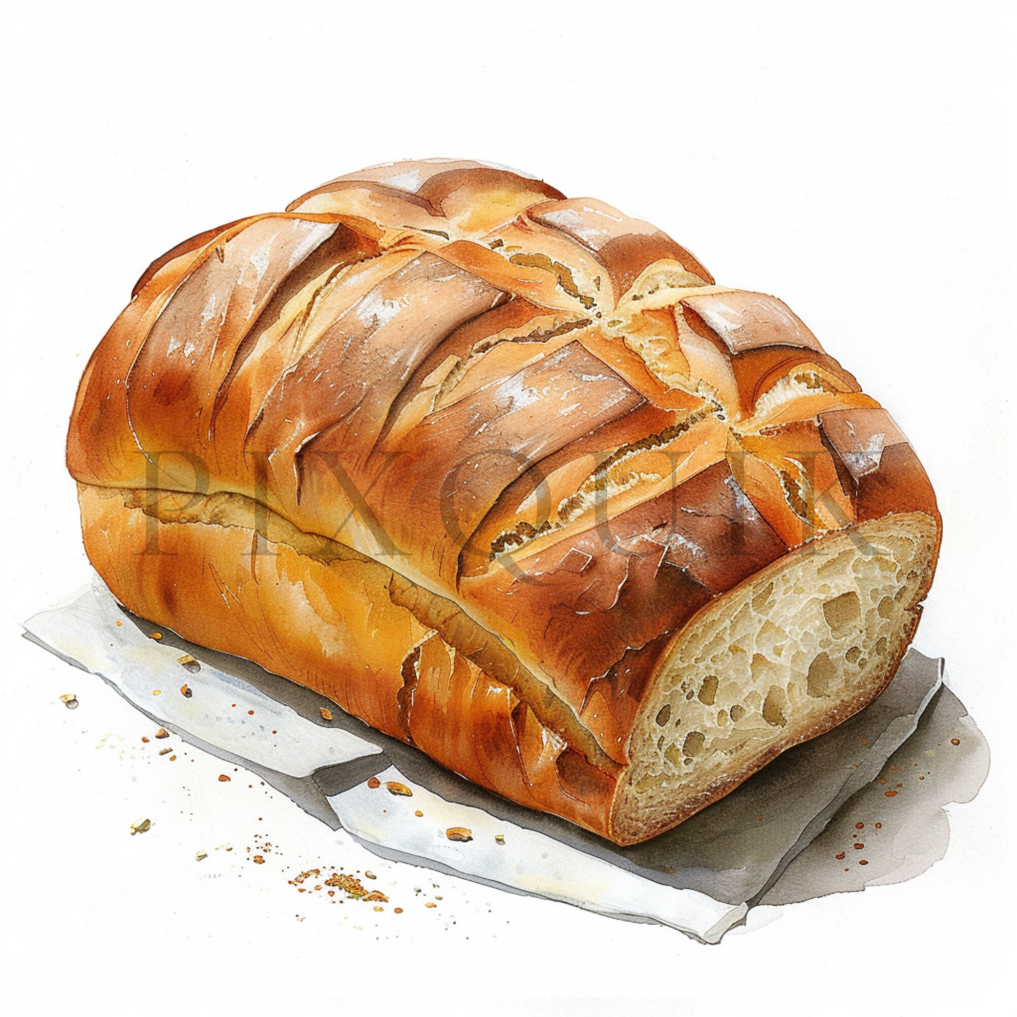 Watercolor Bread Clipart 10 High Quality Jpgs Instant Digital Download ...