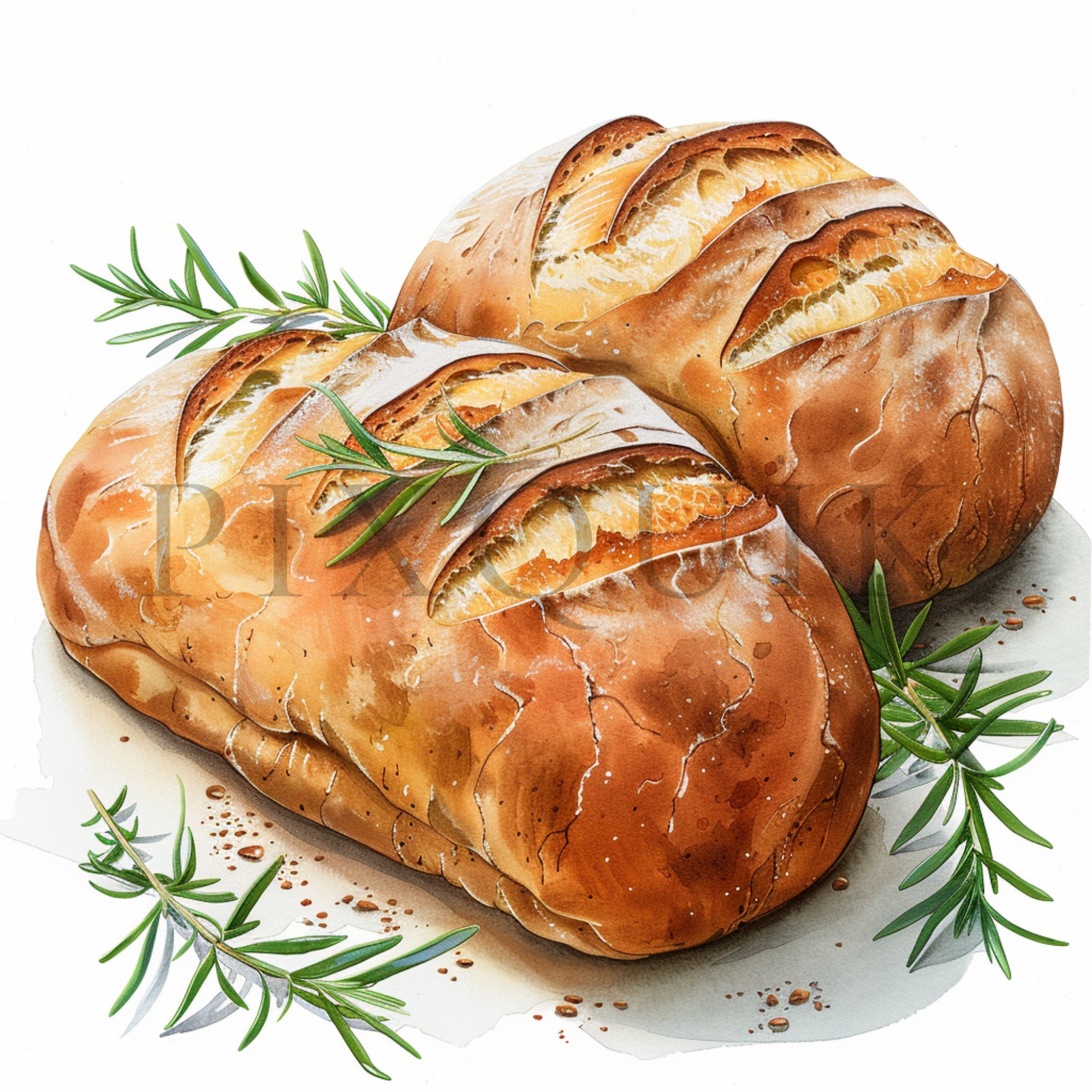 Watercolor Bread Clipart 10 High Quality Jpgs Instant Digital Download ...