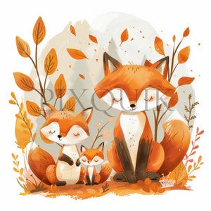 Fall Foxes Clipart | Autumn Clipart | Cute Fox | Fox Clipart | Fox ...