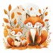 Fall Fox Family Clipart | Autumn Animals (digital Download) - Etsy